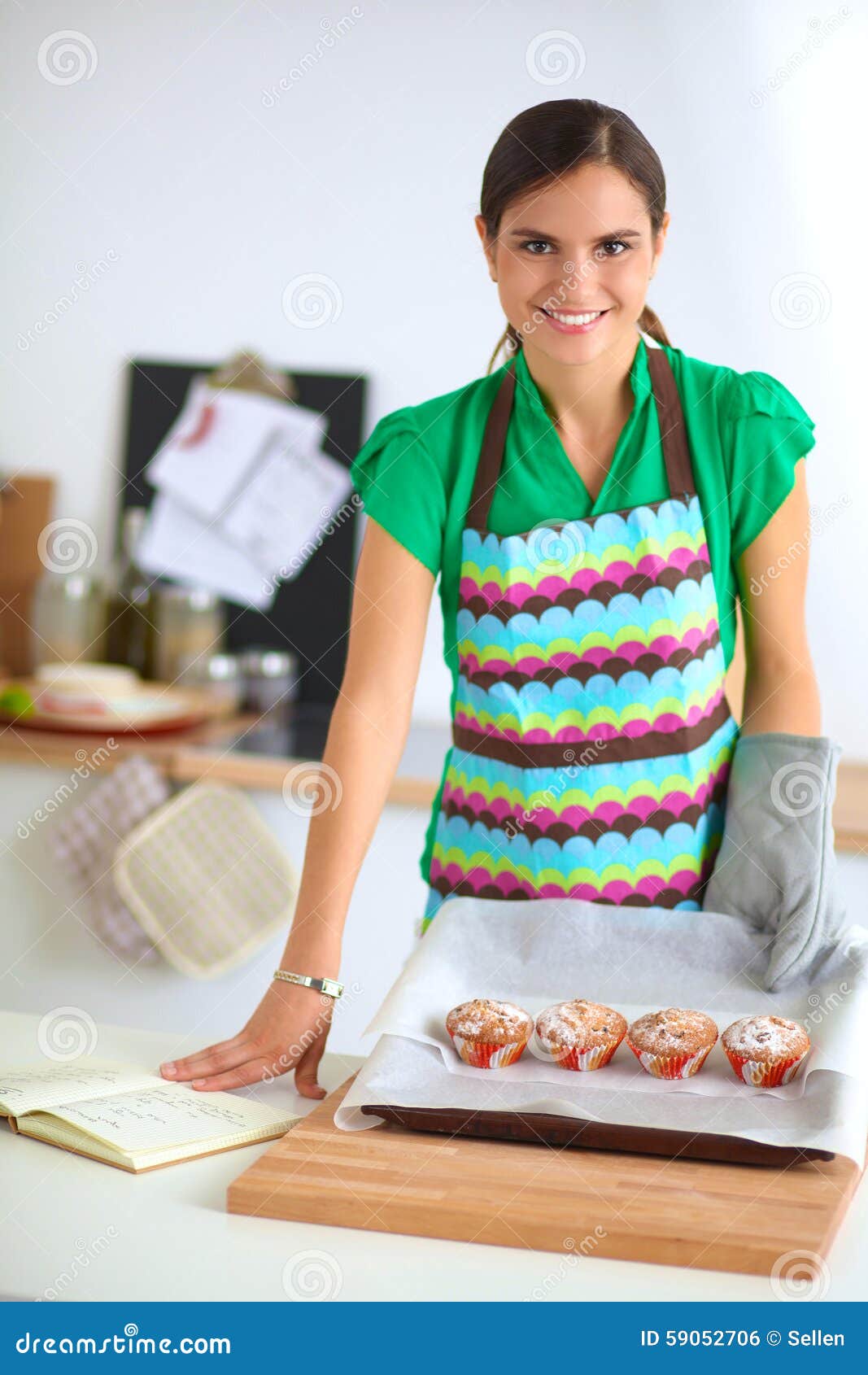 Woman is Making Cakes in the Kitchen Stock Photo - Image of interior ...