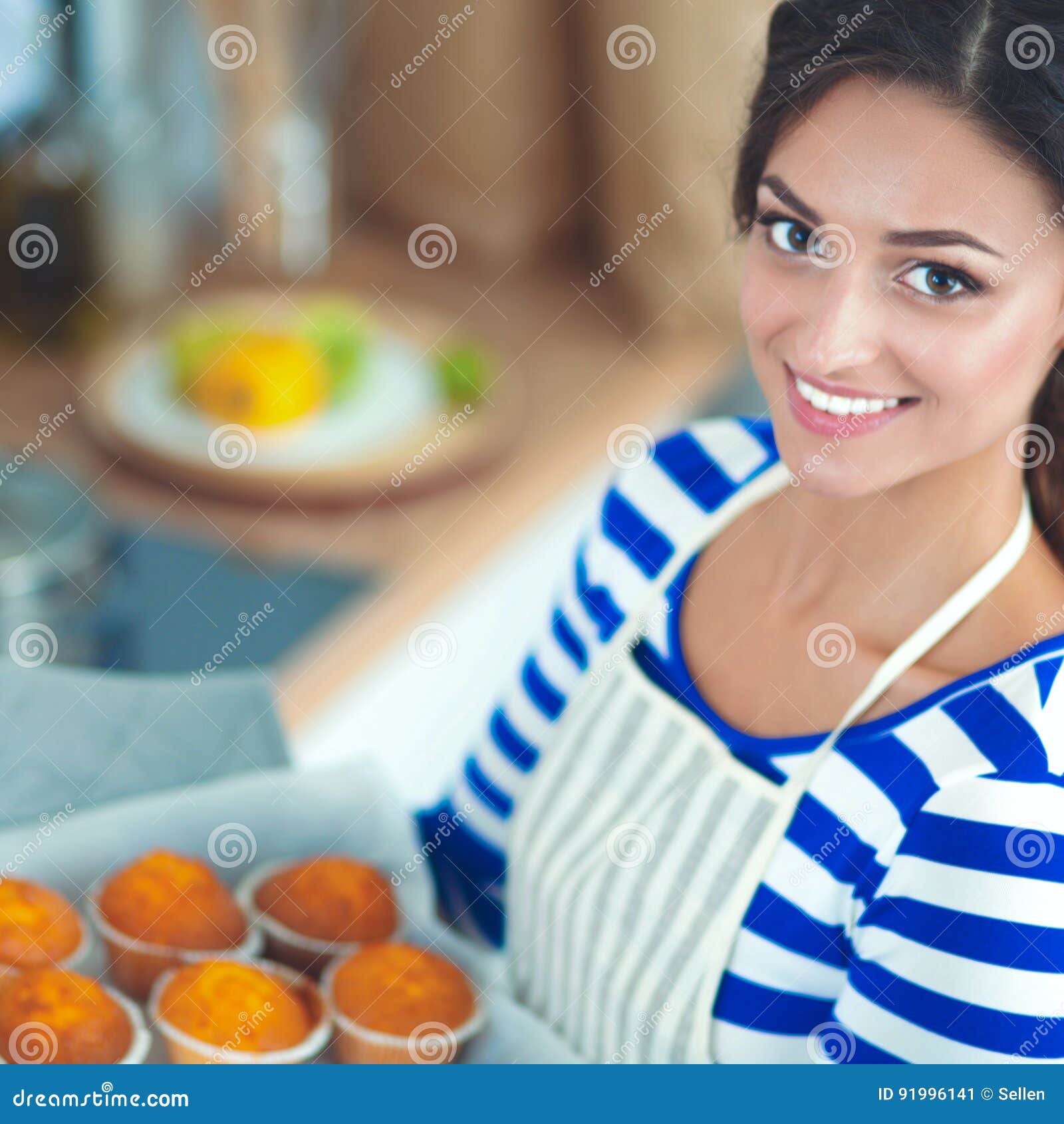 Woman is Making Cakes in the Kitchen Stock Image - Image of decoration ...
