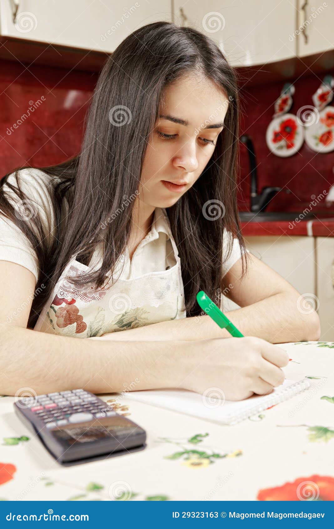 Woman making calculations stock image. Image of casual - 29323163