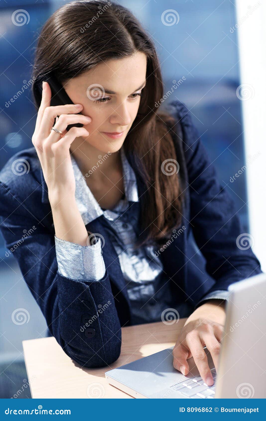 Woman is making a call. stock photo. Image of adult, computer - 8096862