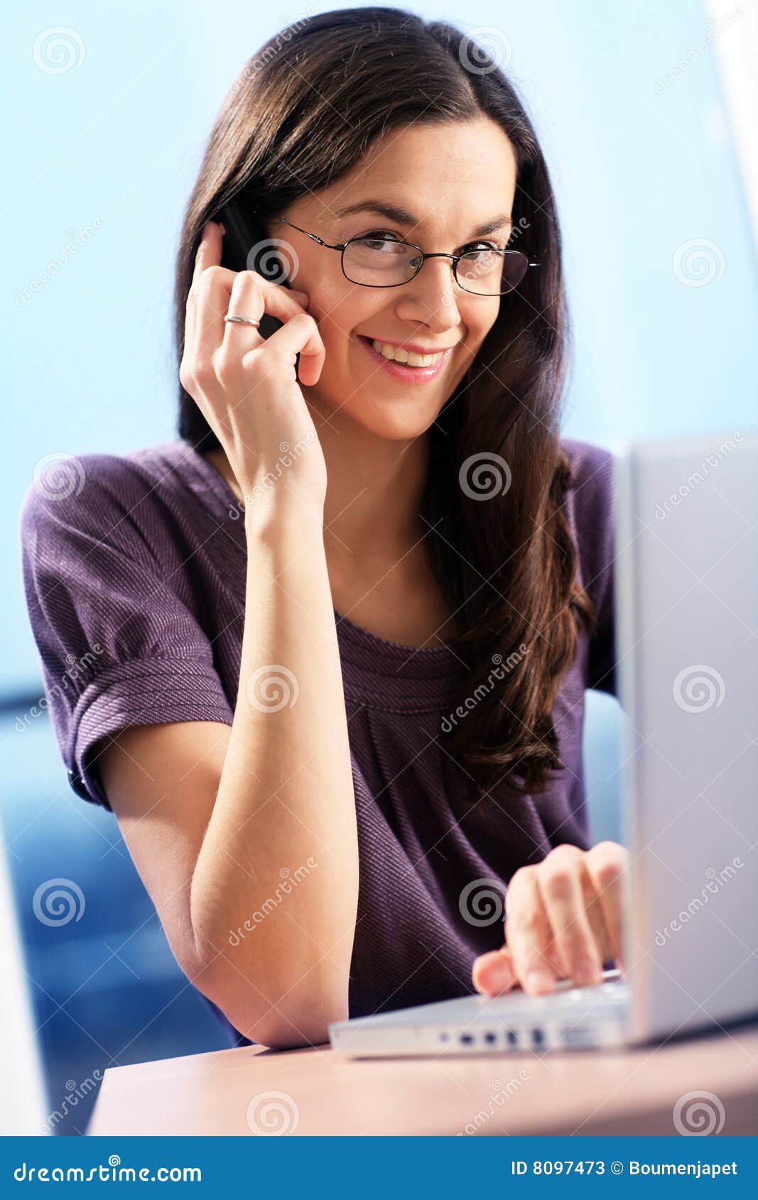 Woman is making a call. stock image. Image of concept - 8097473