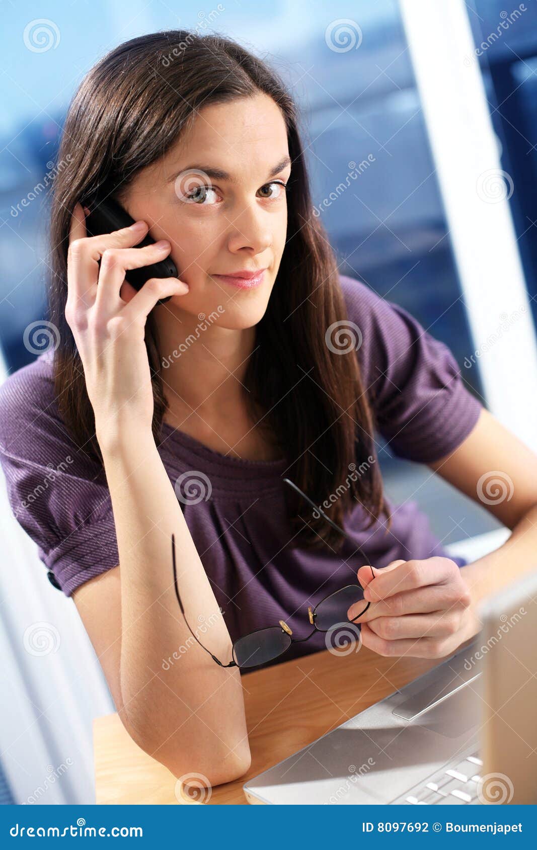 Woman is making a call. stock photo. Image of business - 8097692