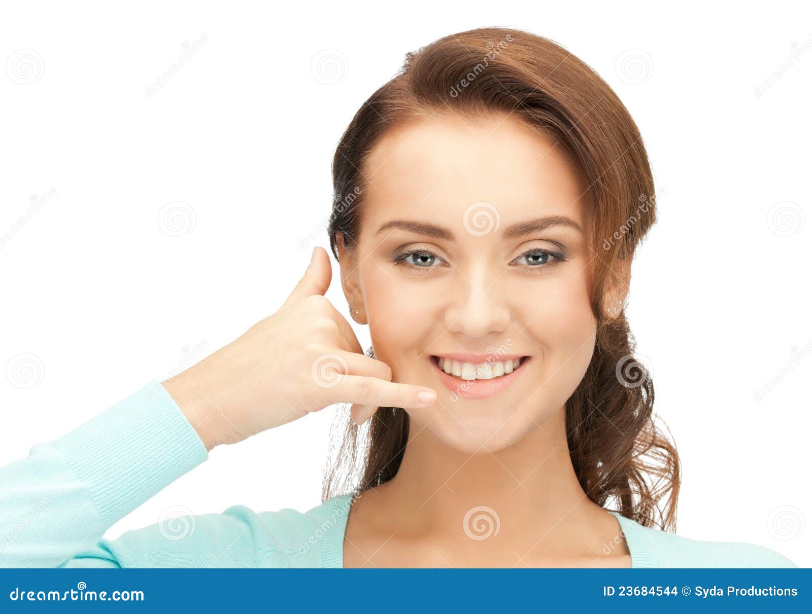 Woman Making a Call Me Gesture Stock Photo - Image of fingers, lovely ...