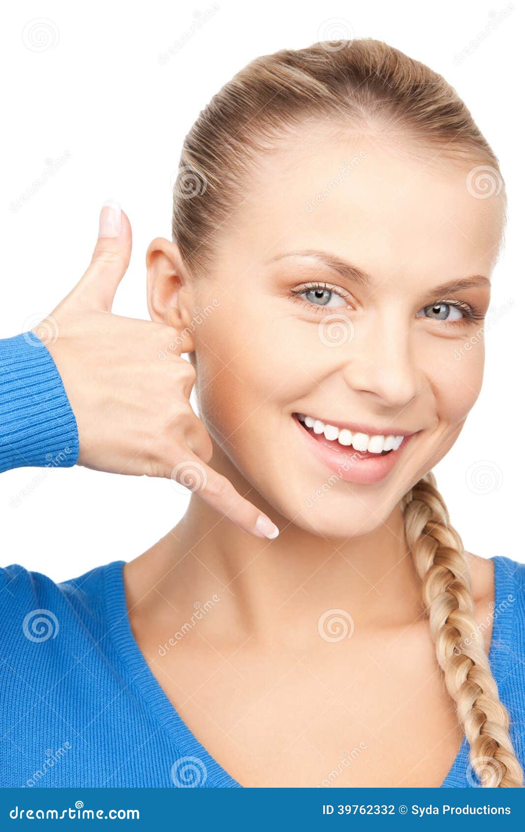 Woman Making a Call Me Gesture Stock Photo - Image of female, human ...