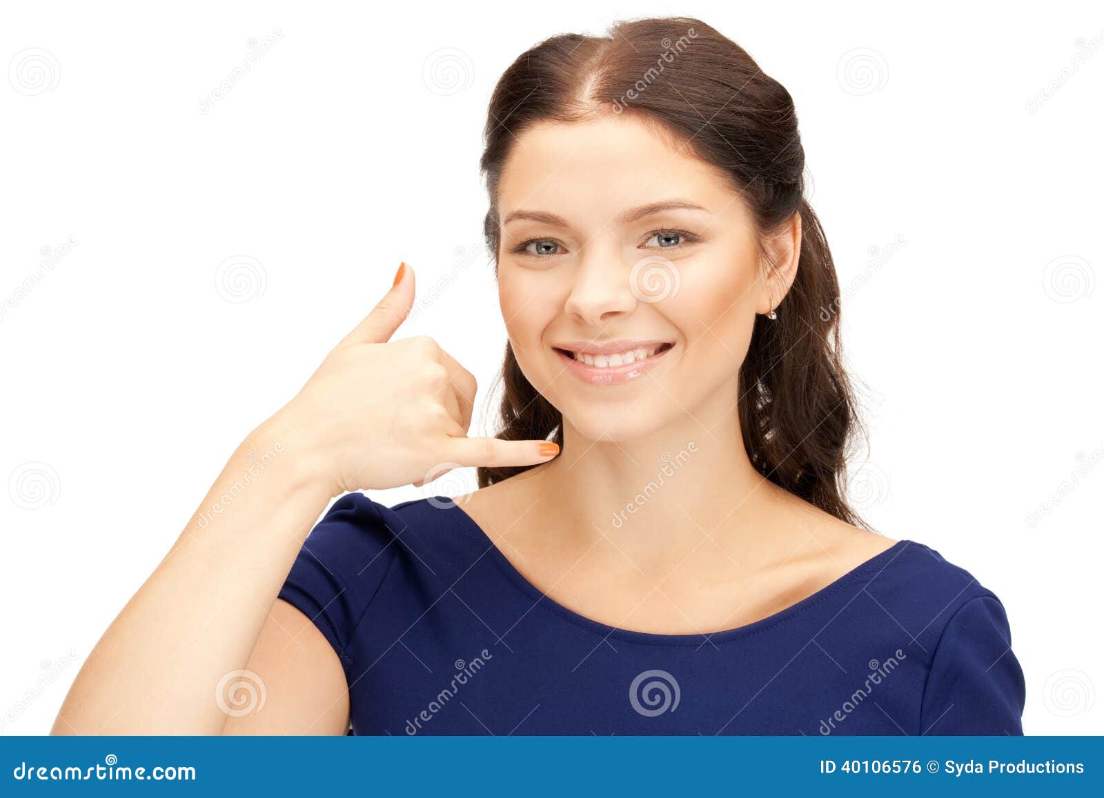 Woman Making a Call Me Gesture Stock Photo - Image of call, beautiful ...