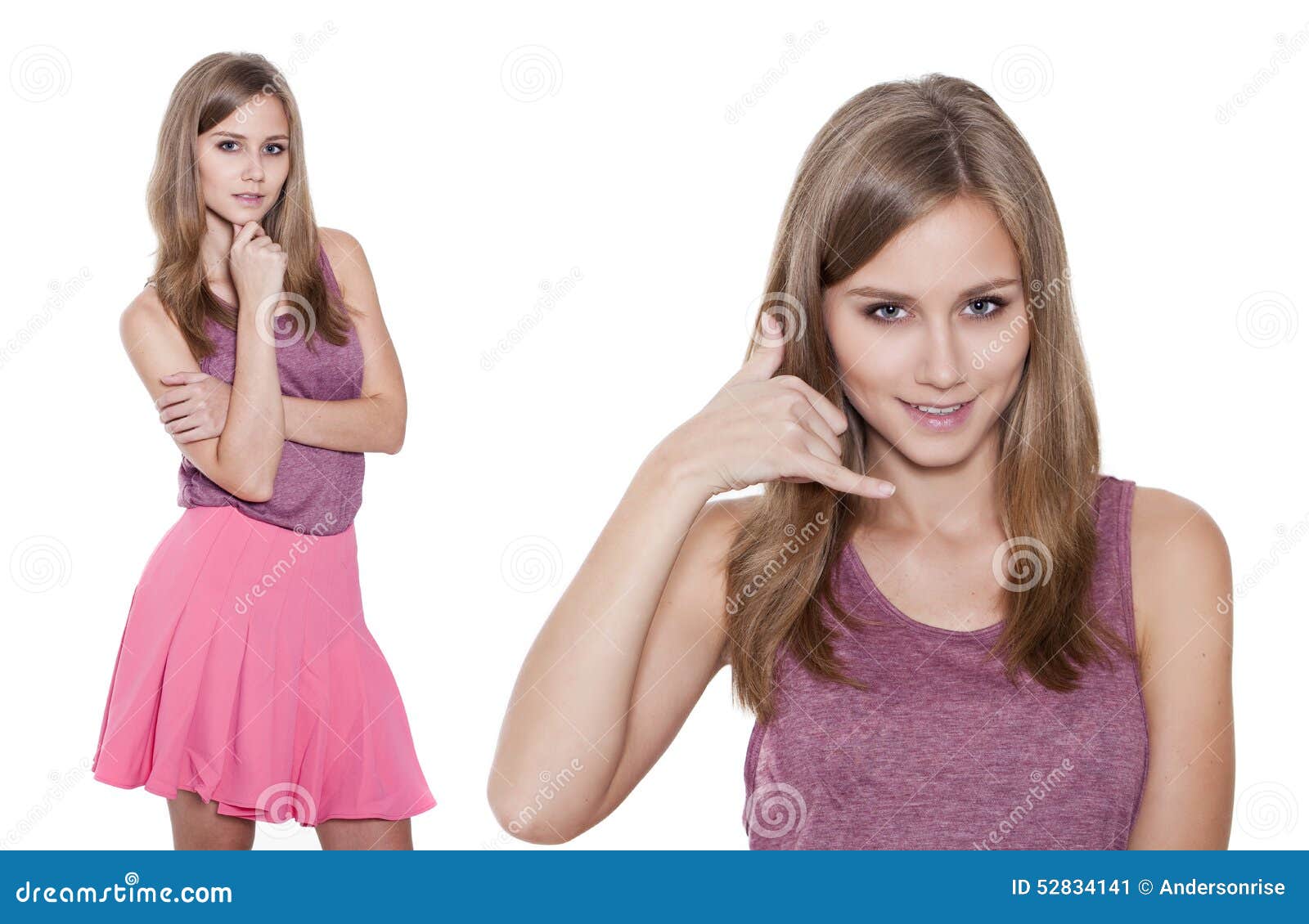 Woman Making a Call Me Sign Outdoors Stock Image - Image of ideas ...
