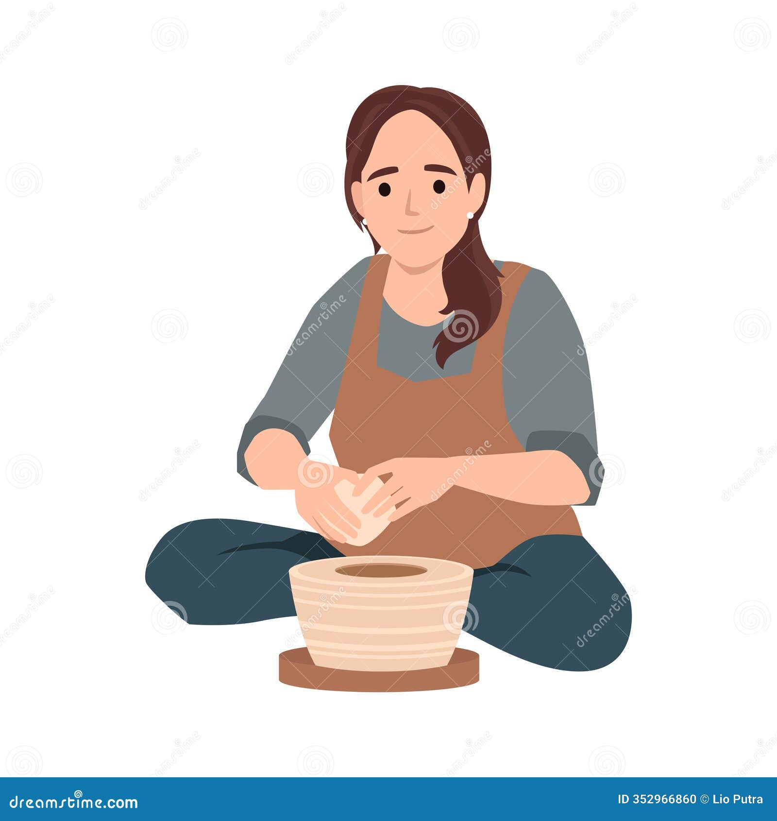 Woman Making Ceramic Vase in Workshop Stock Illustration - Illustration ...
