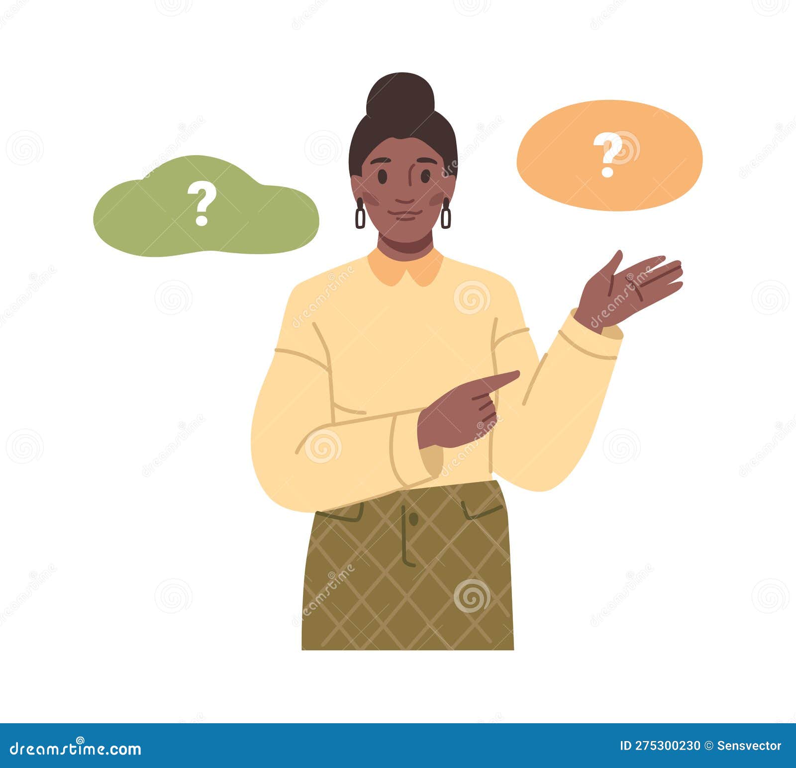Woman Making Choice, Showing Answer Stock Vector - Illustration of ...
