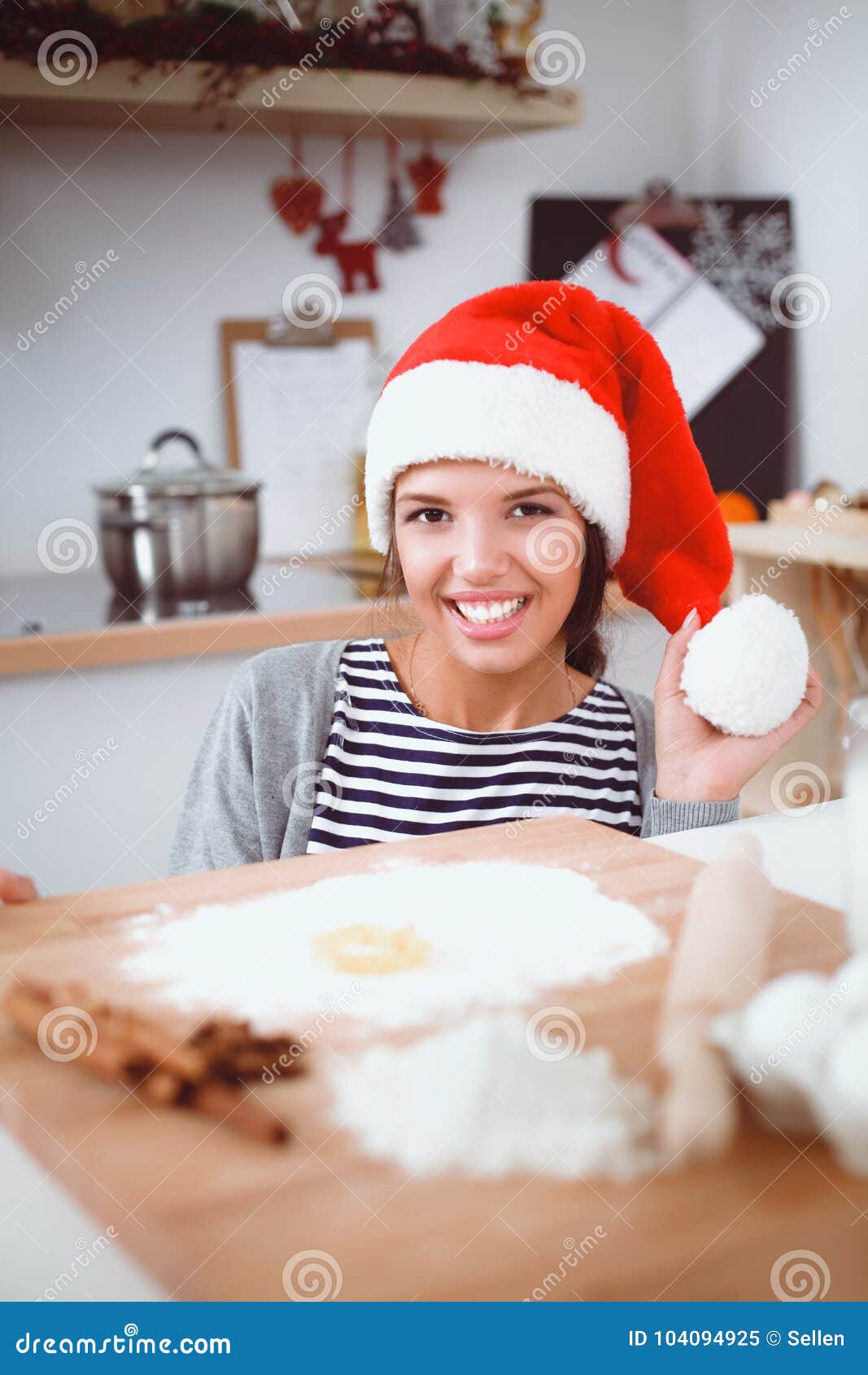 Woman Making Christmas Cookies in the Kitchen Stock Image - Image of ...