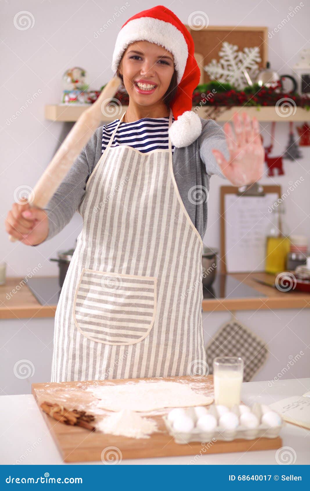 Woman Making Christmas Cookies in the Kitchen Stock Image - Image of ...