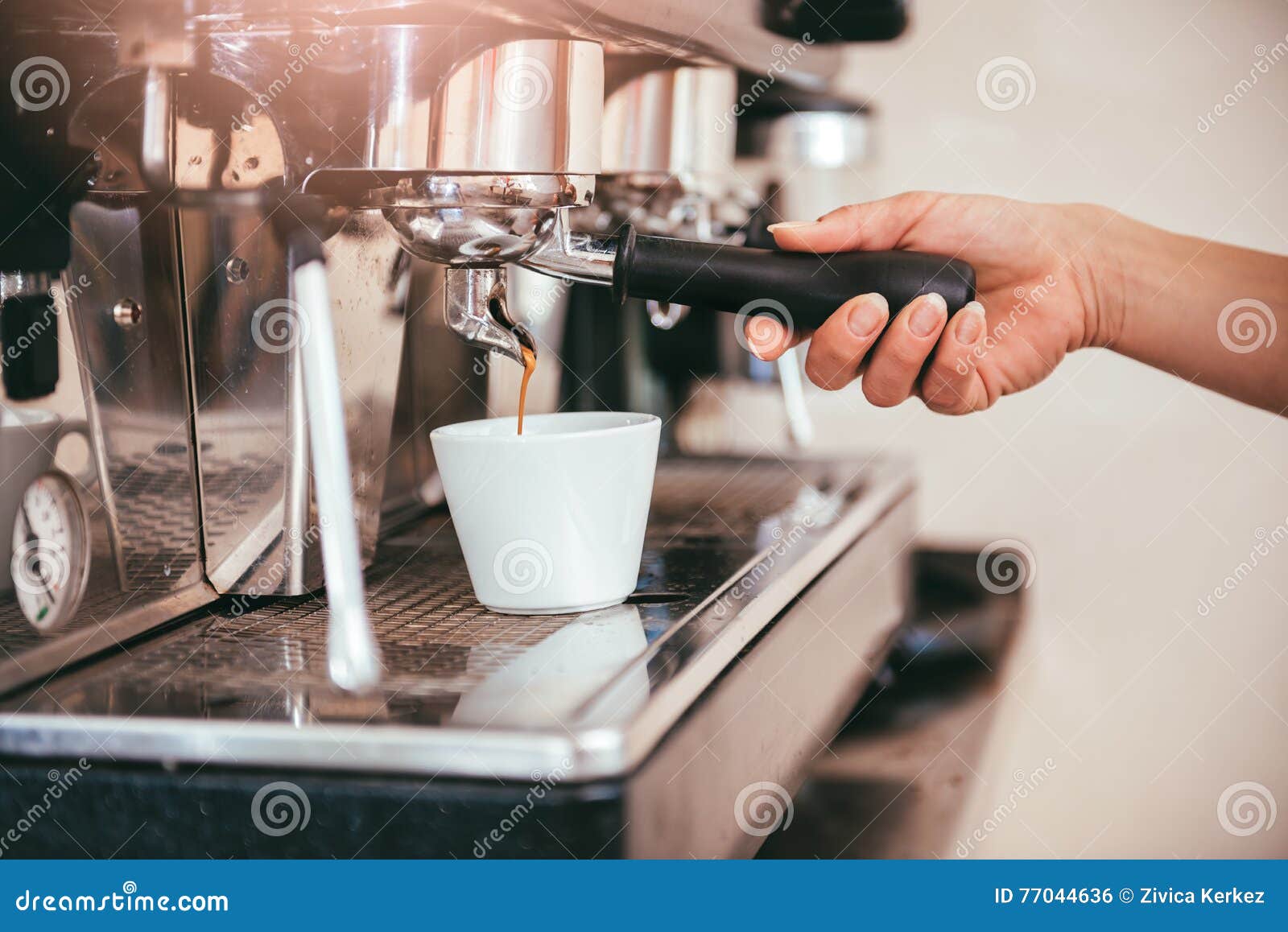 Woman making coffee stock photo. Image of break, preparation - 77044636