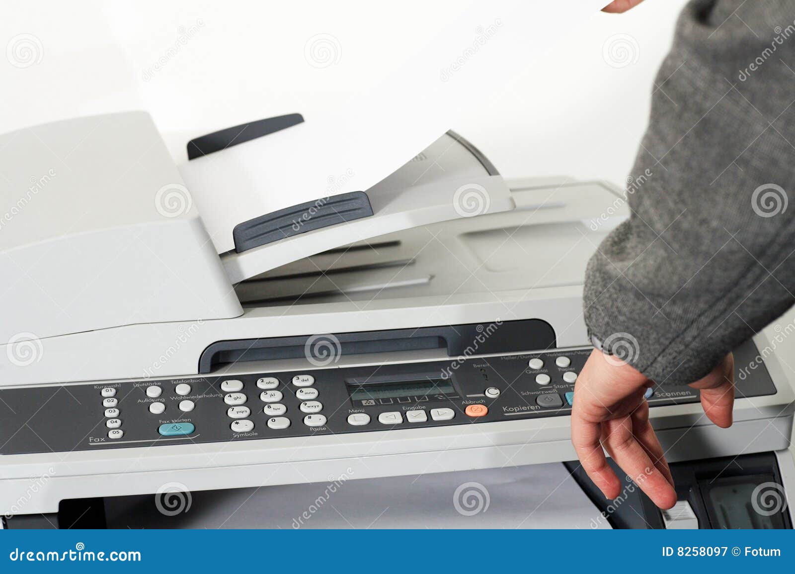 Woman is making a copy stock image. Image of pushbutton - 8258097