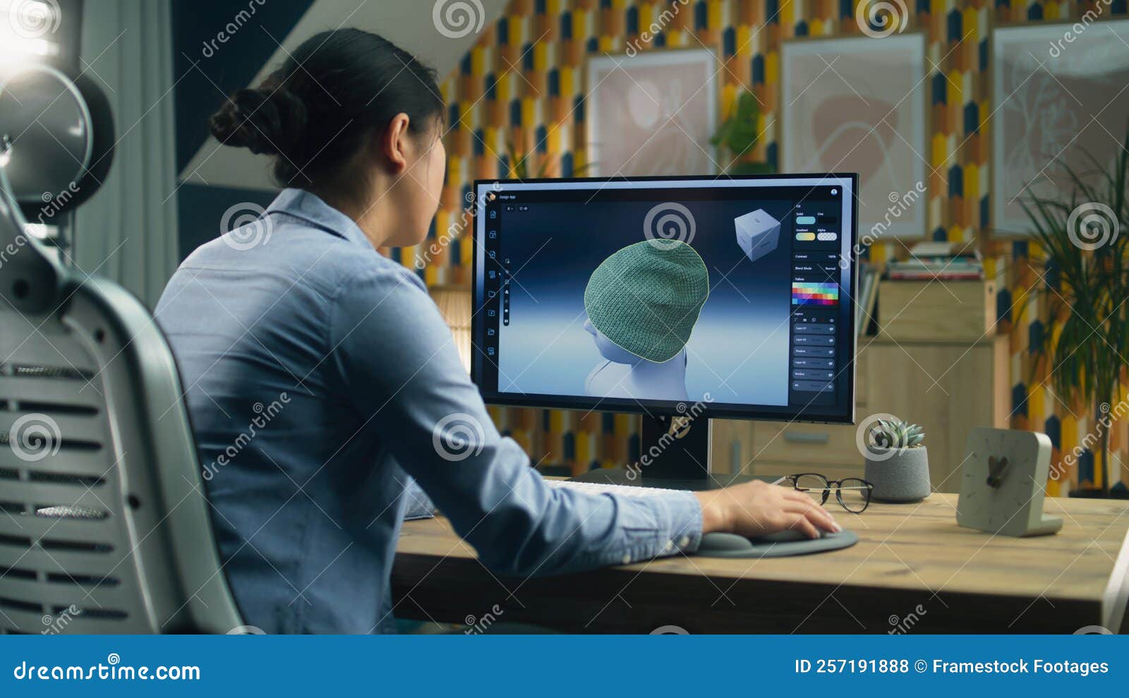 Woman Making 3D Design of Clothes on Pc Stock Photo - Image of work ...