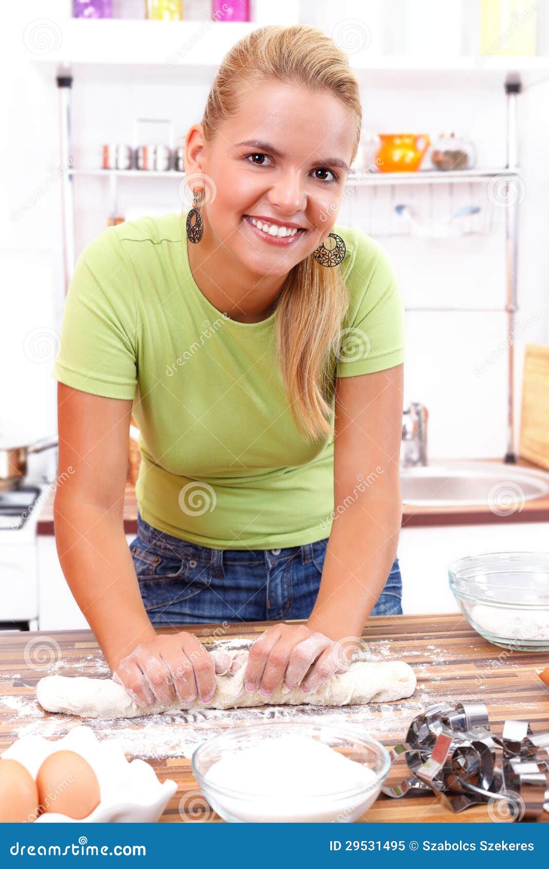Woman making dough stock image. Image of form, cook, dough - 29531495