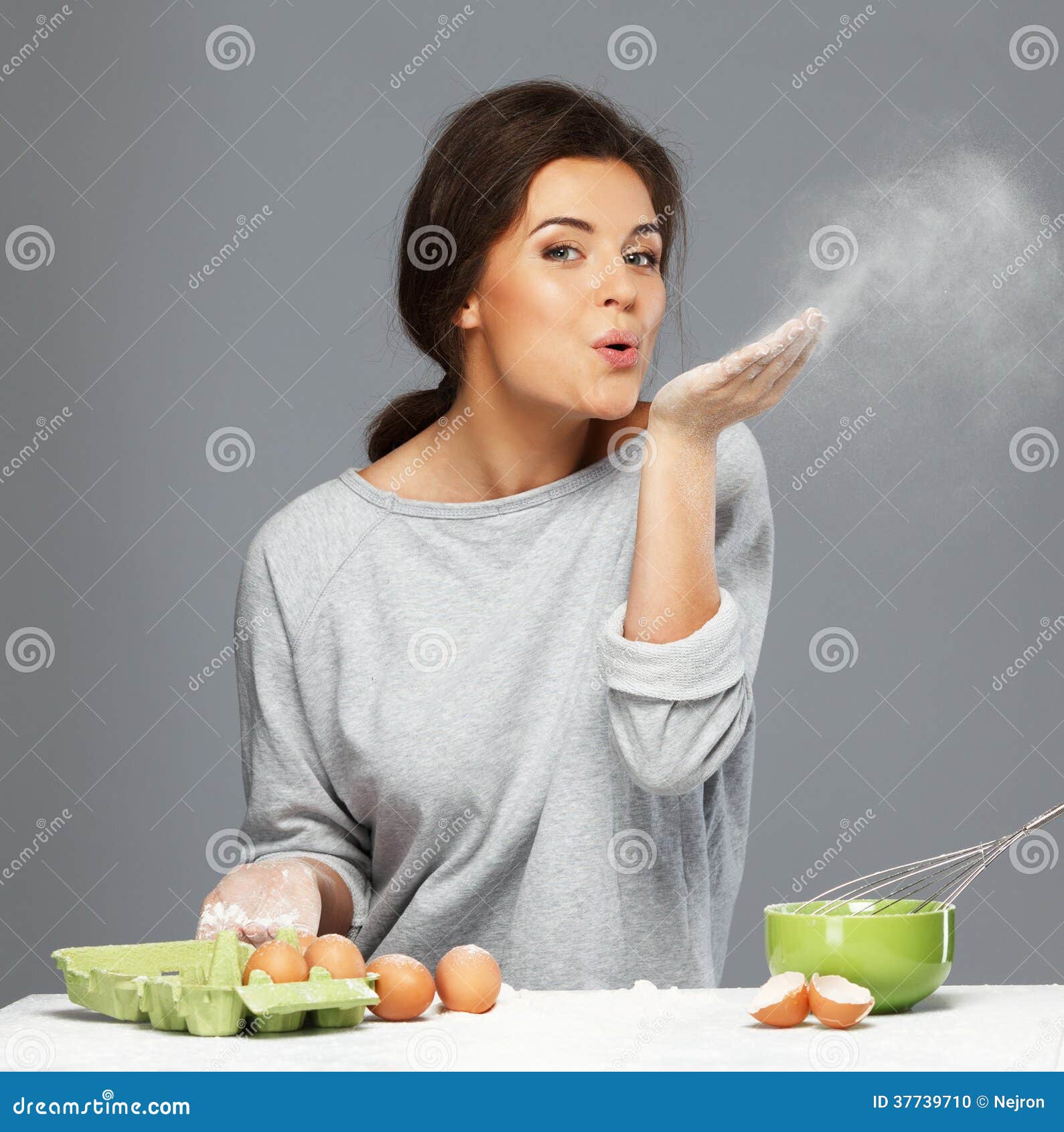 Woman making dough stock photo. Image of ingredient, working - 37739710