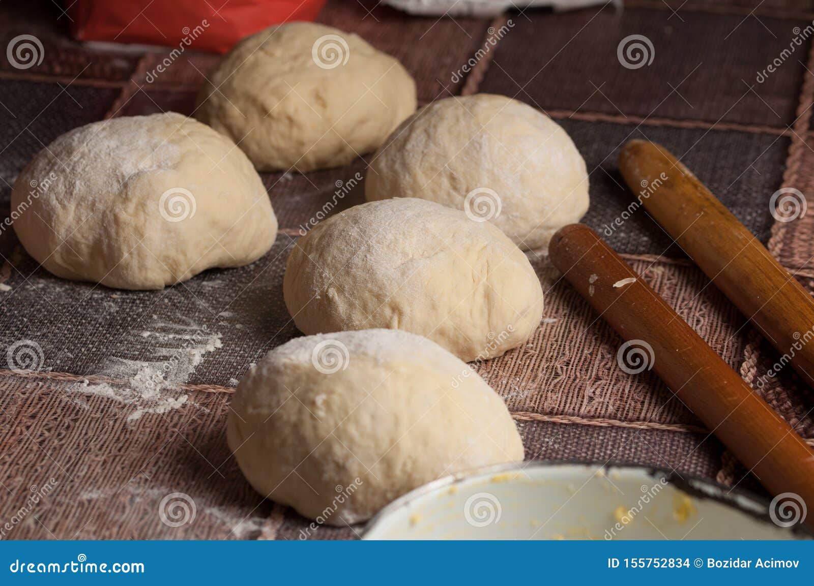 Woman Making Dought.Dought for Pizza and Bread Stock Photo - Image of ...