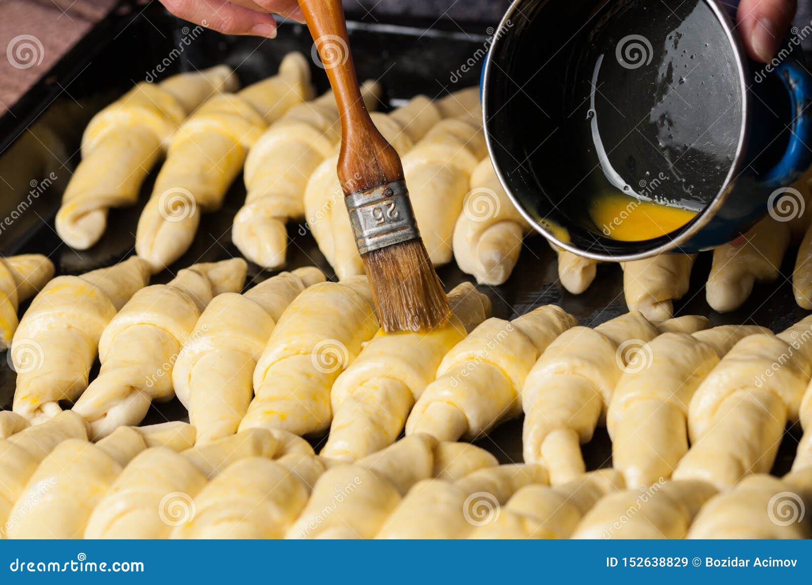 Woman Making Dought.Dought for Pizza and Bread and Roll Stock Image ...