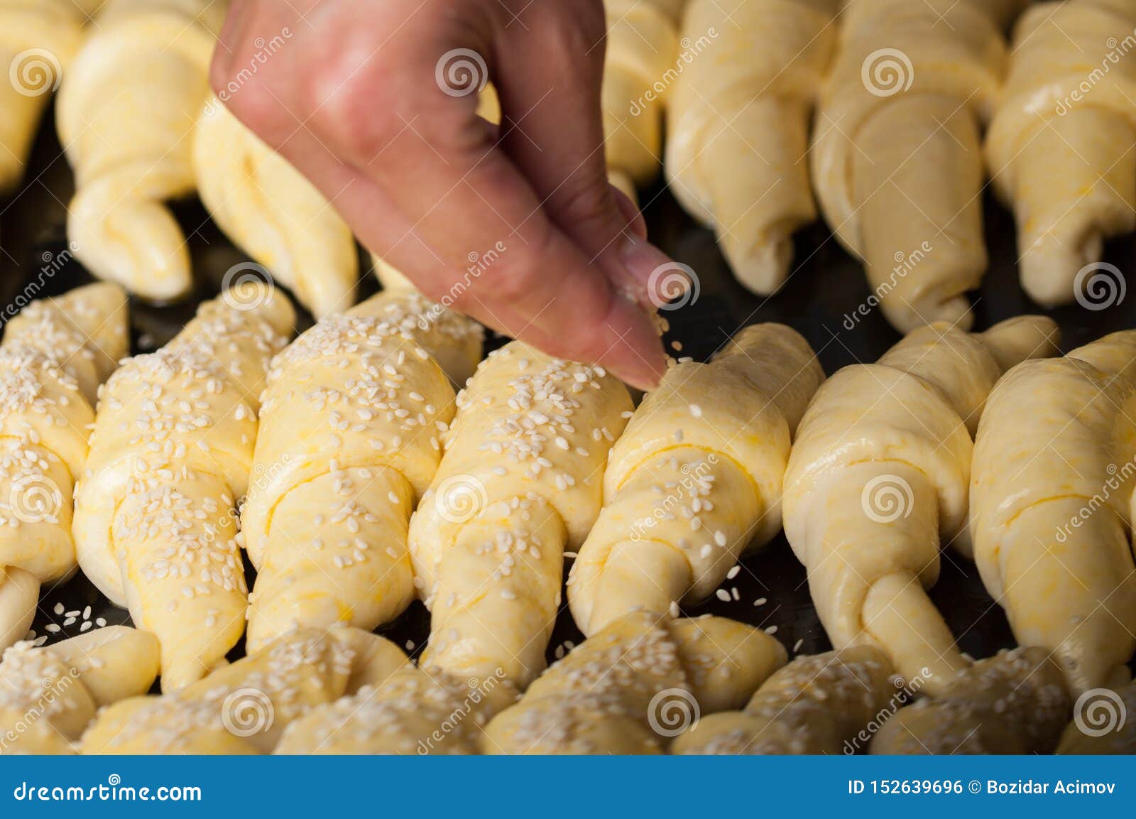 Woman Making Dought.Dought for Pizza and Bread and Roll Stock Photo ...