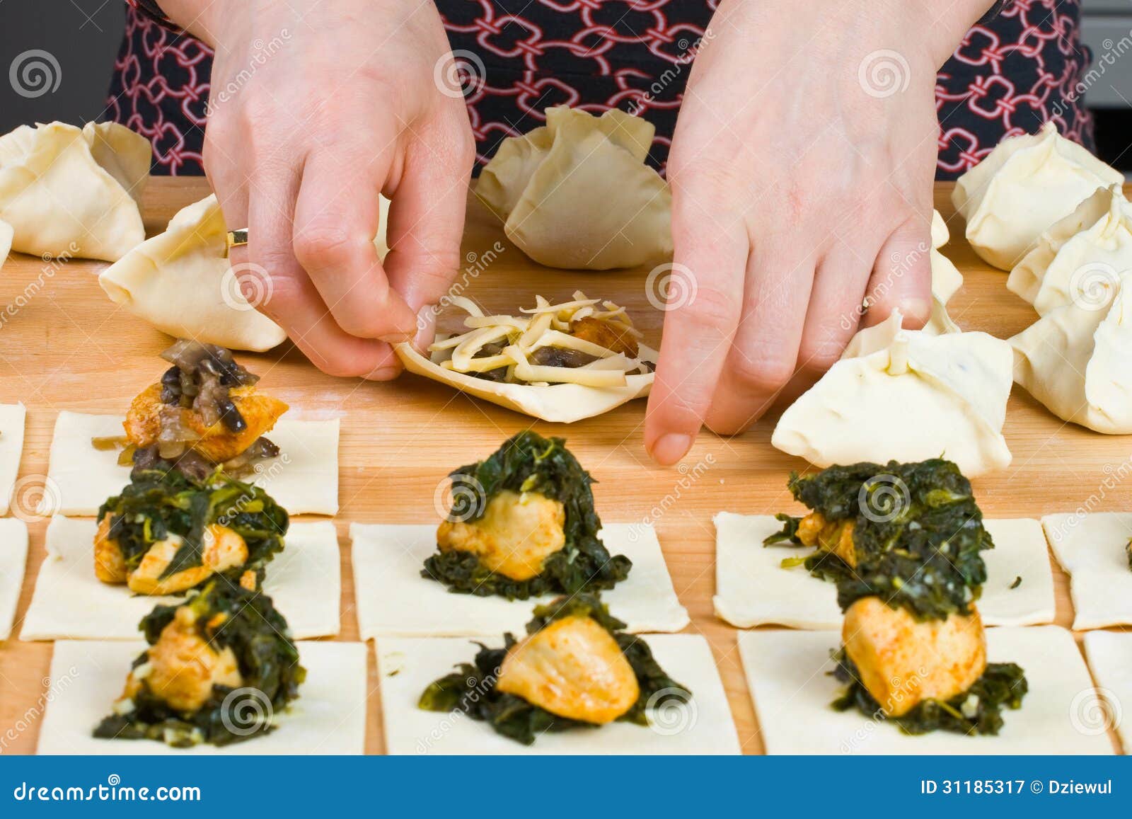 Woman making dumplings stock image. Image of chicken - 31185317