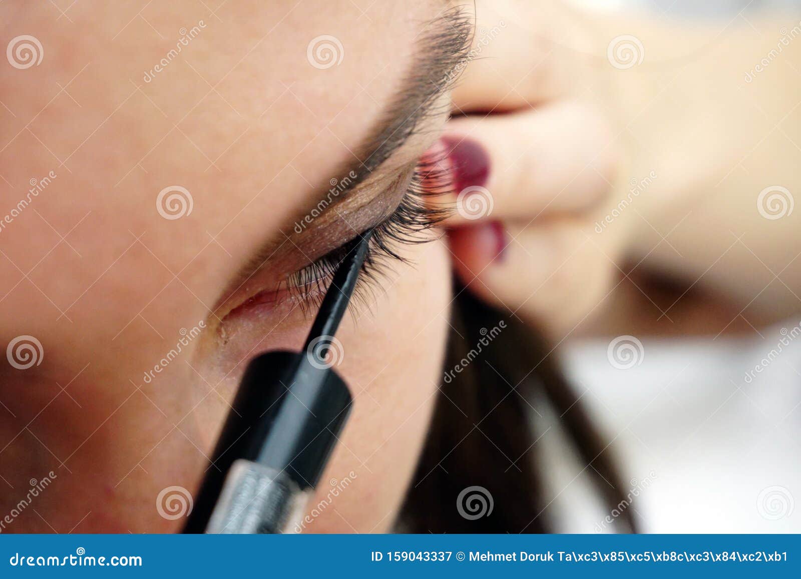 Woman Making Eye Make Up Close Up View Stock Image - Image of holiday ...