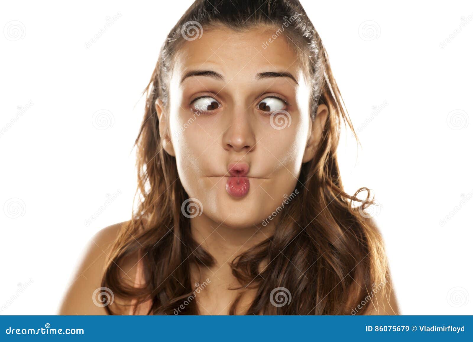 Woman making fish face stock image. Image of comic, cute - 86075679