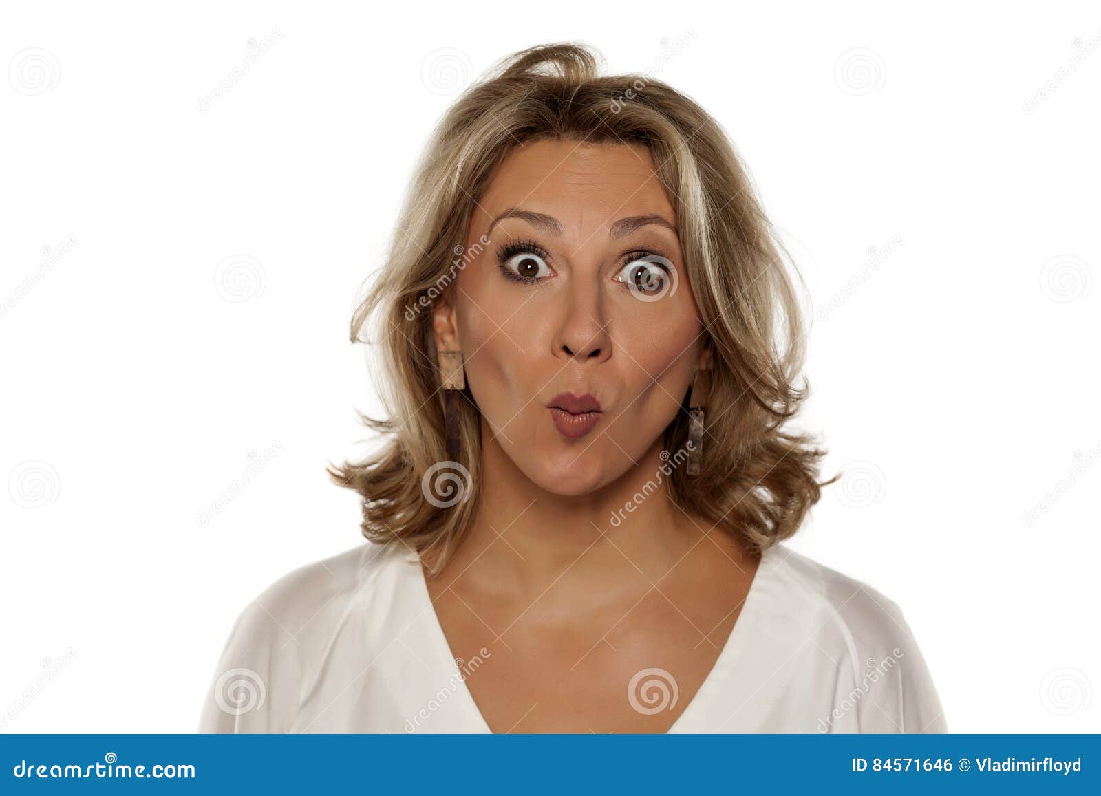 Woman making fish face stock photo. Image of eyes, facial - 84571646