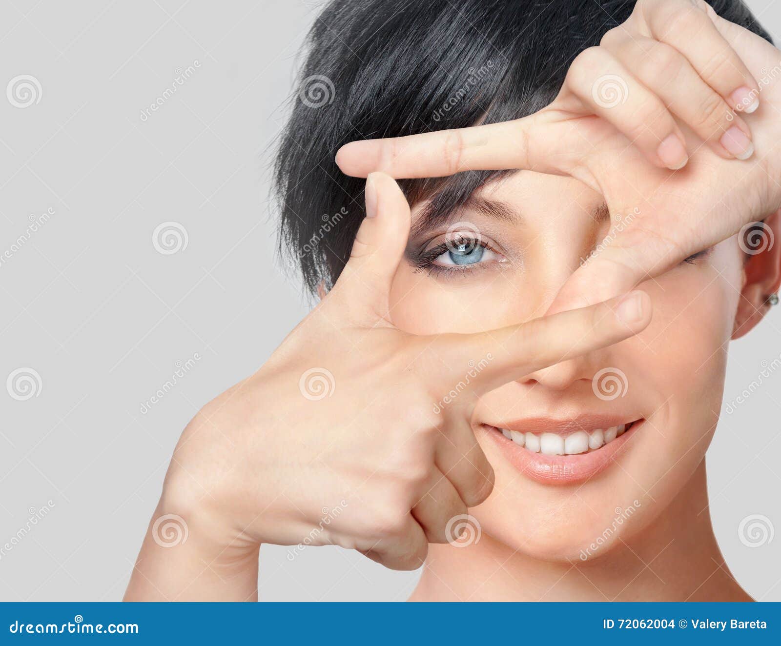 Woman Making Frame with Fingers Stock Photo - Image of people, focus ...