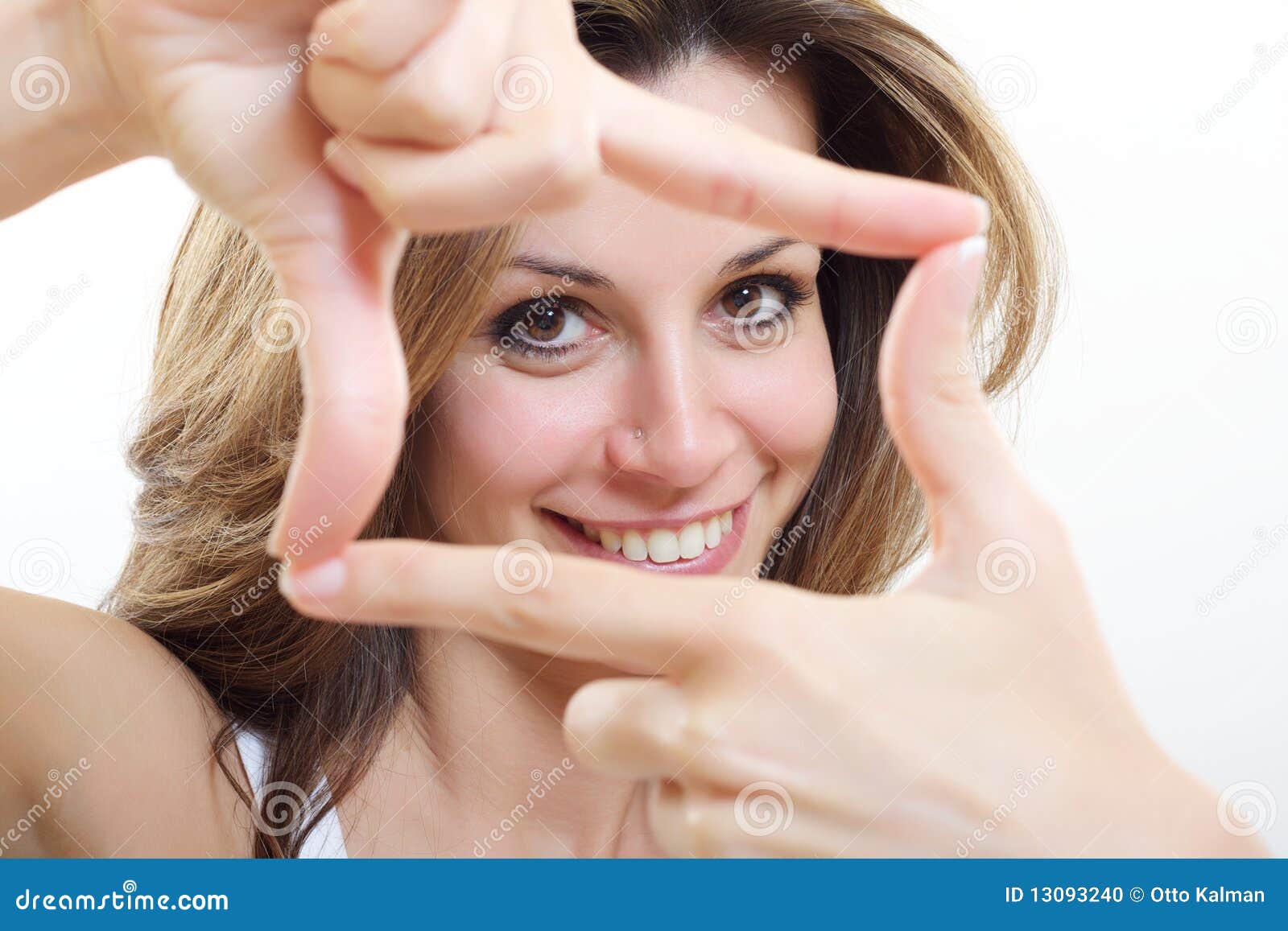 Woman Making a Frame by Her Hands Stock Photo - Image of posing, studio ...