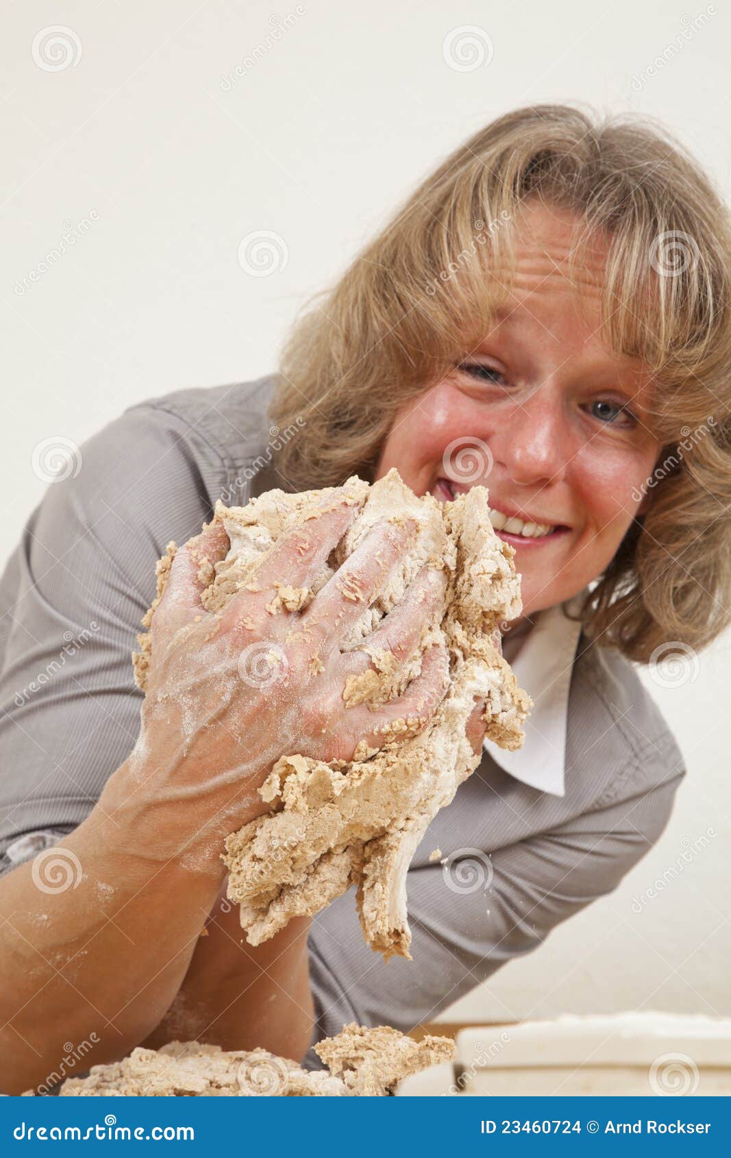Woman Making Fun with Dough Stock Photo - Image of baking, beauty: 23460724