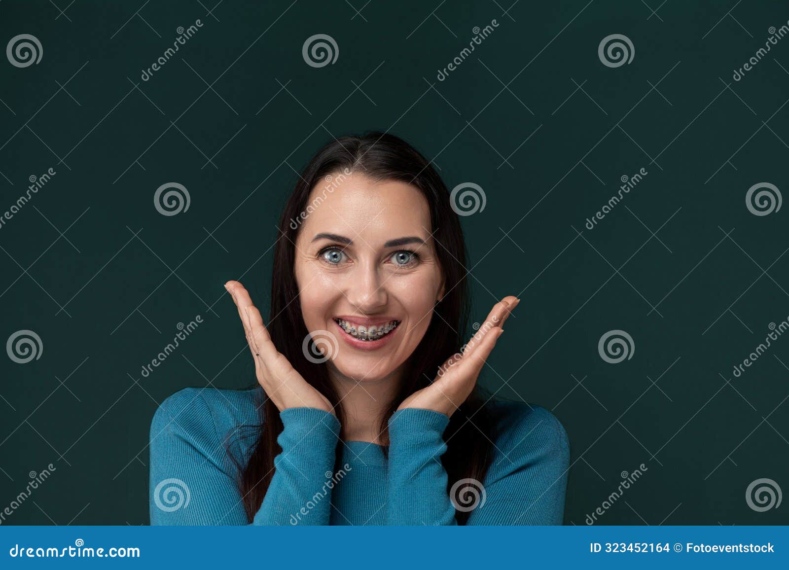Woman Making a Funny Face with Her Hands Stock Photo - Image of comical ...
