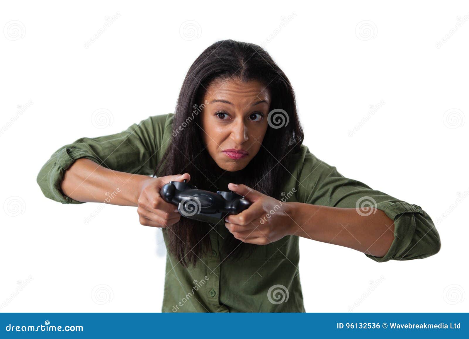 Woman Making Funny Faces while Playing Video Games Stock Photo - Image ...