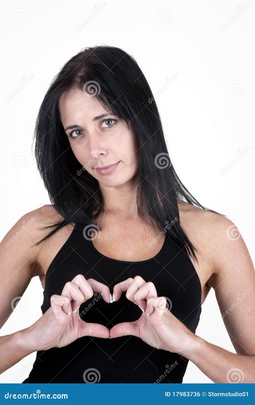 Woman Making a Heart-shape with Her Fingers Stock Photo - Image of ...