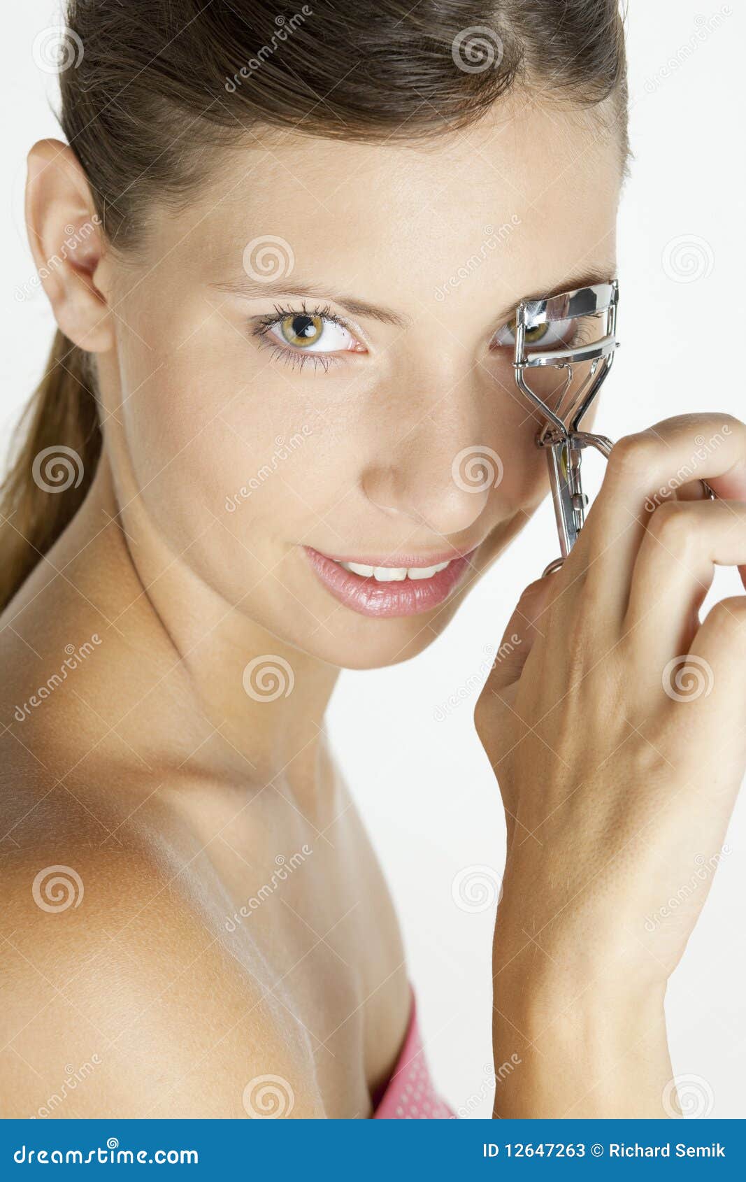 Woman Making Her Eyelashes Stock Image Image Of Hold 12647263