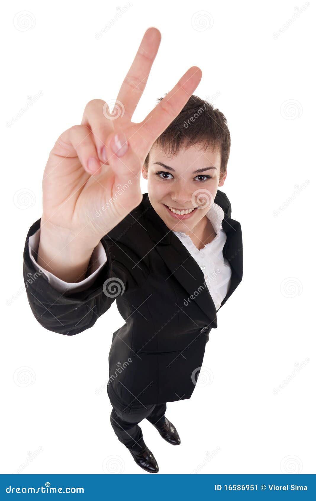 Woman Making Her Victory Sign Stock Image - Image of girl, friendly ...