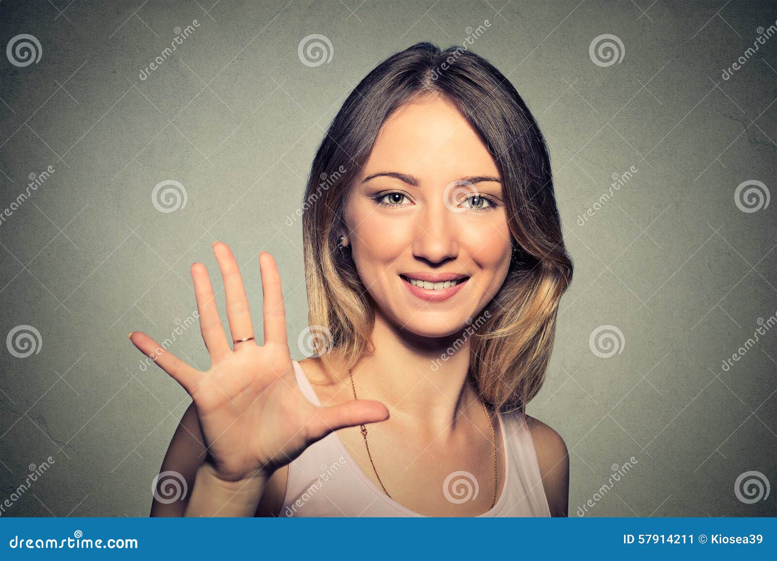 Woman Making High Five with Her Hand Stock Image - Image of five, count ...