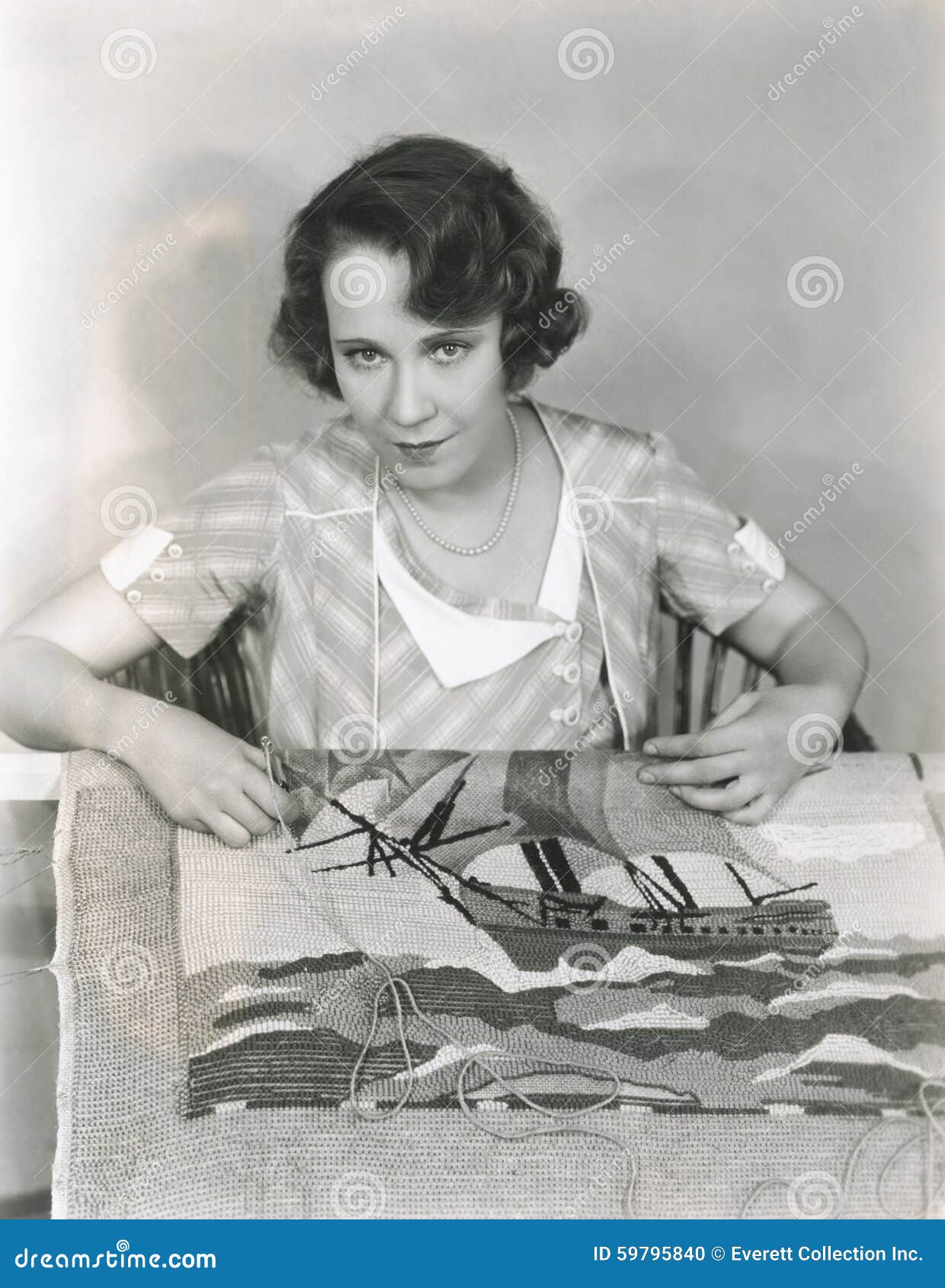 Woman making a hooked rug stock photo. Image of caucasian - 59795840