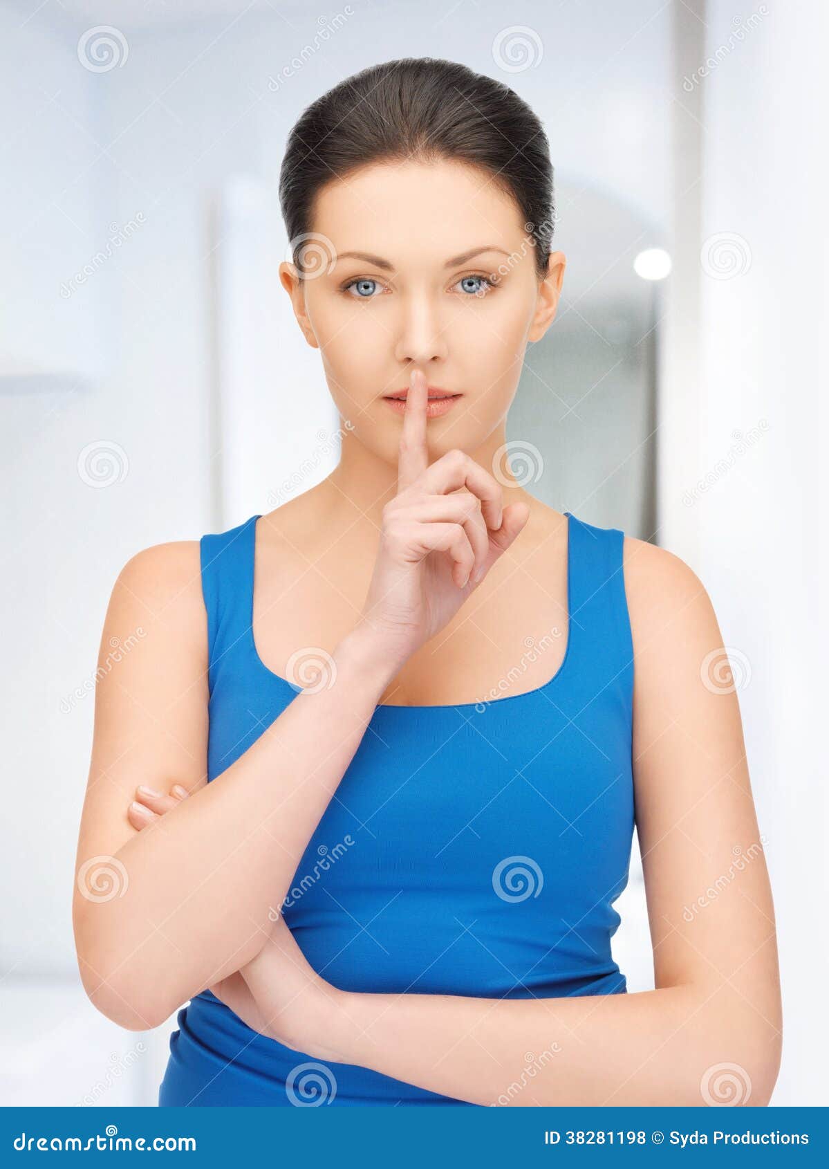 Woman Making a Hush Gesture Stock Photo - Image of beautiful, casual ...