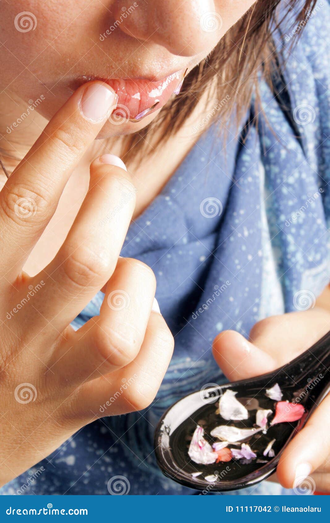 Woman Making a Lips Treatment Stock Photo - Image of clean, freshness ...