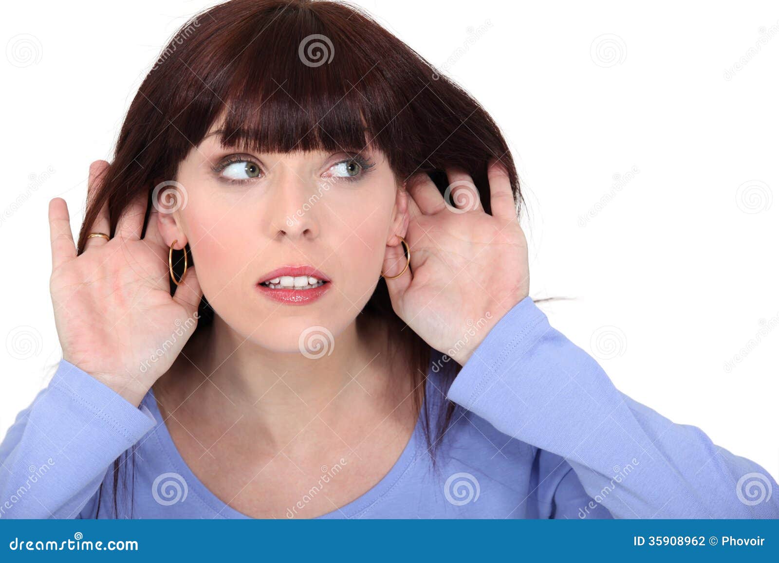 Woman Making Listening Gesture Stock Photo - Image of caucasian ...