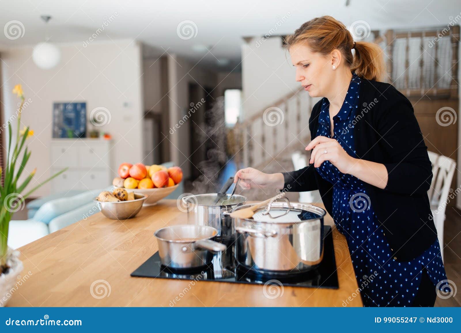 Woman Making Lunch in Kitchen Stock Image - Image of interior, cooking ...