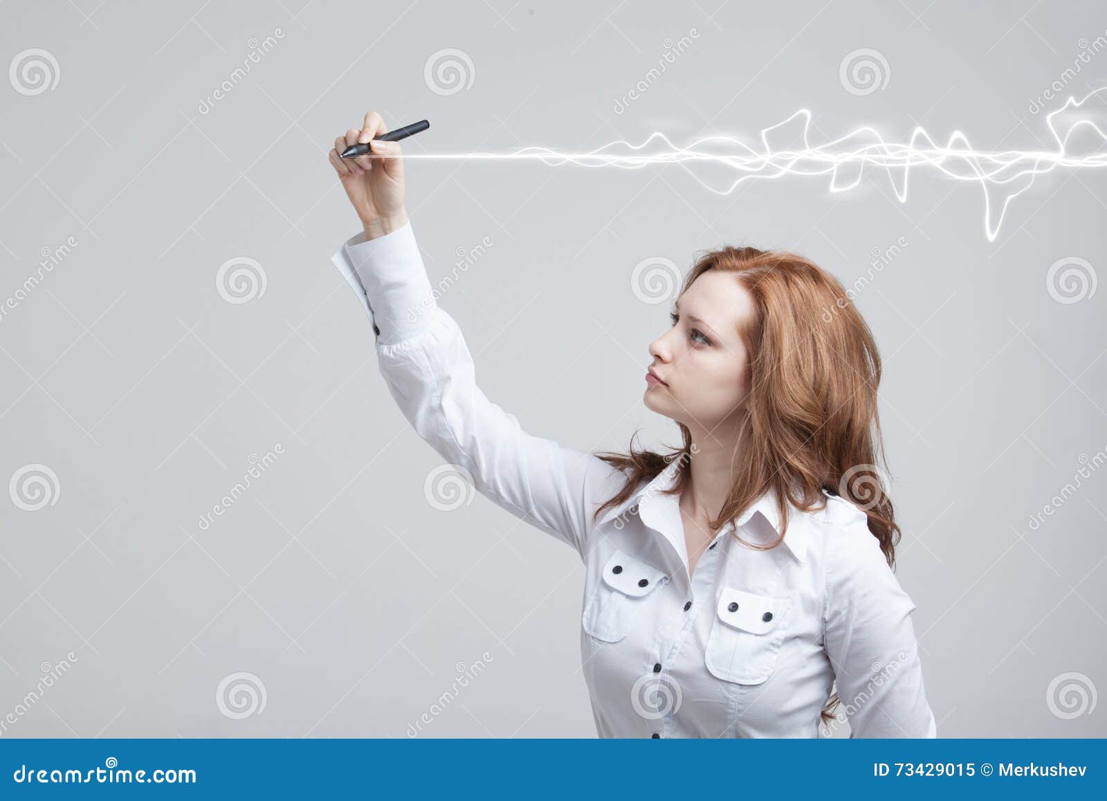 Woman Making Magic Effect - Flash Lightning. the Concept of Copywriting ...