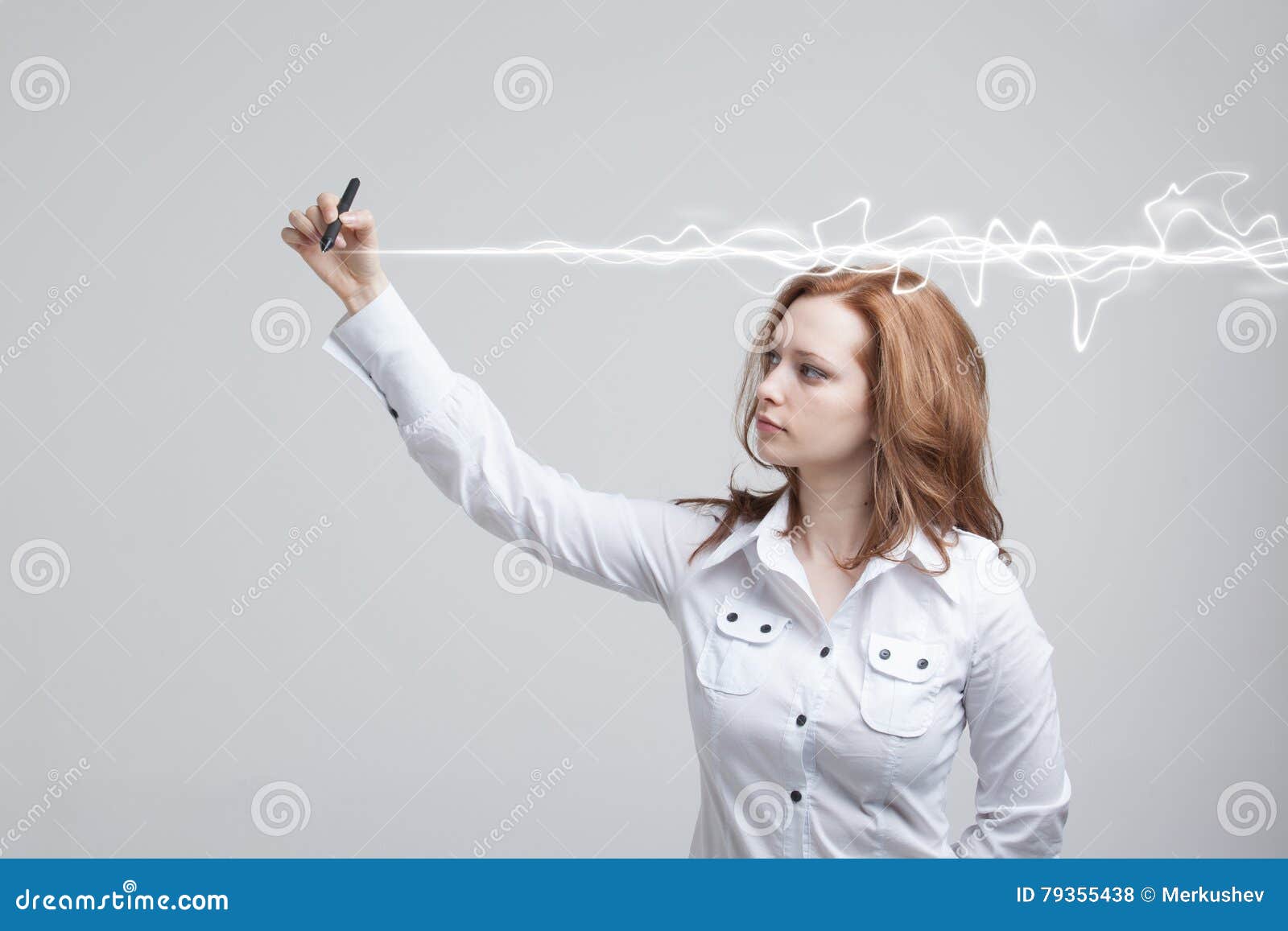 Woman Making Magic Effect - Flash Lightning. the Concept of Copywriting ...