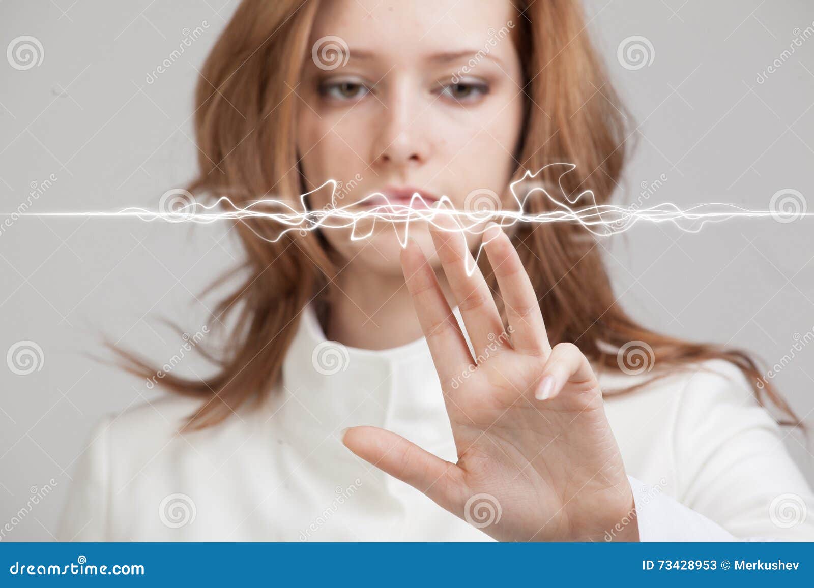 Woman Making Magic Effect - Flash Lightning. the Concept of Electricity ...