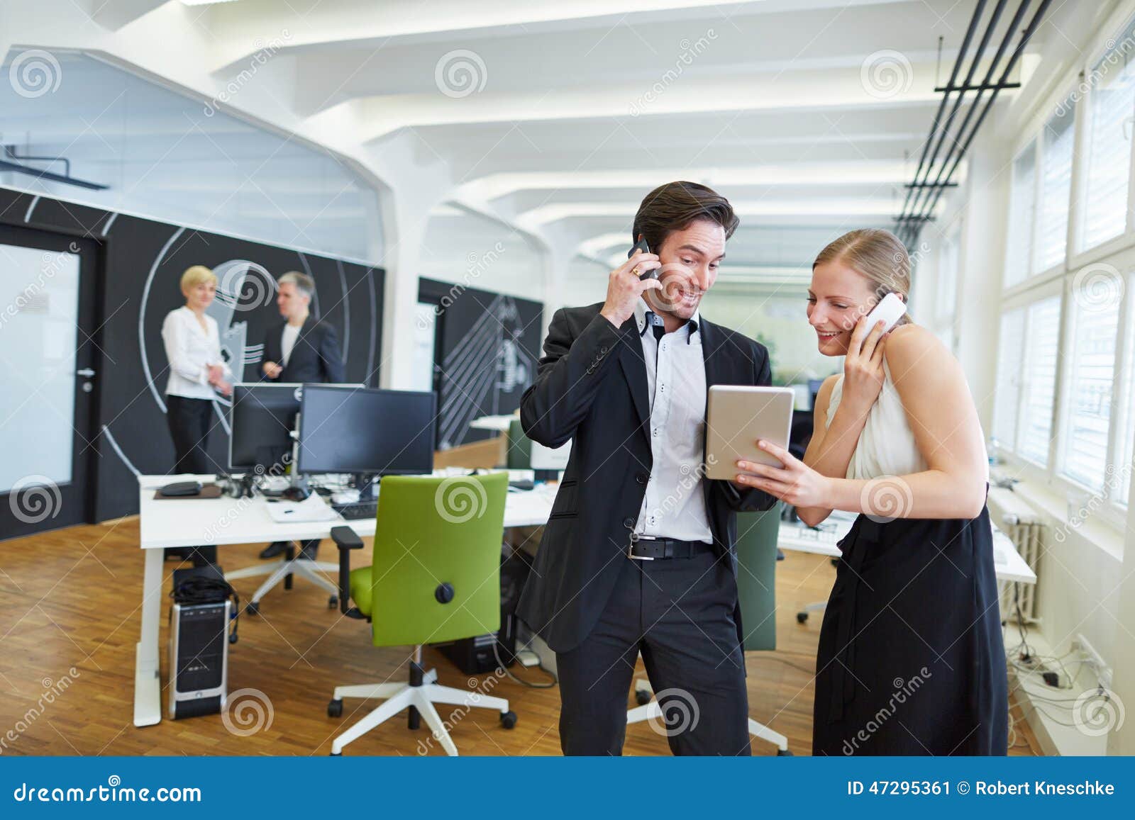 Woman and Making Making Phone Calls in Office Stock Image - Image of ...