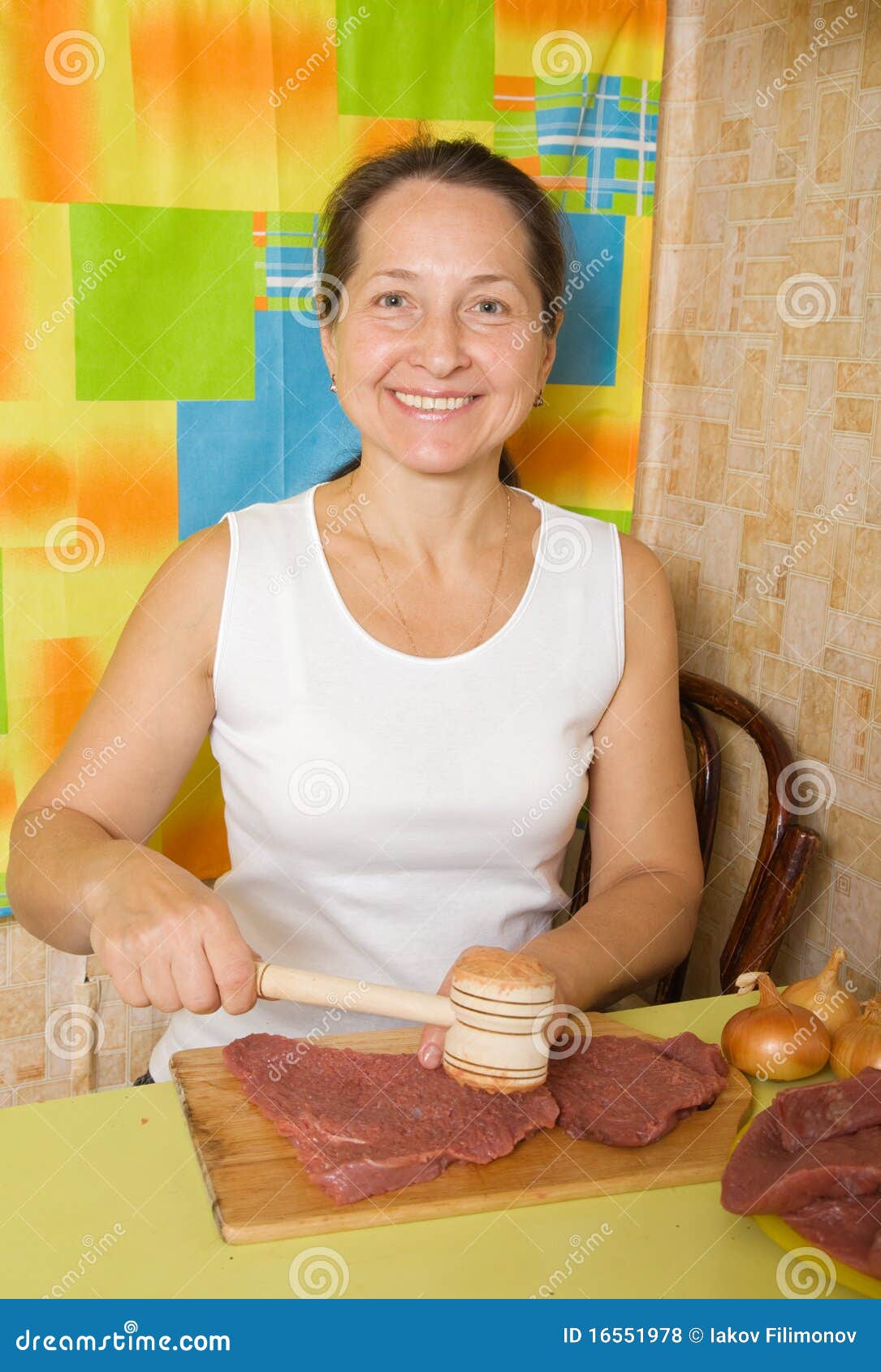 Woman Making Meat Tenderizer Stock Photo - Image of beef, kitchen: 16551978