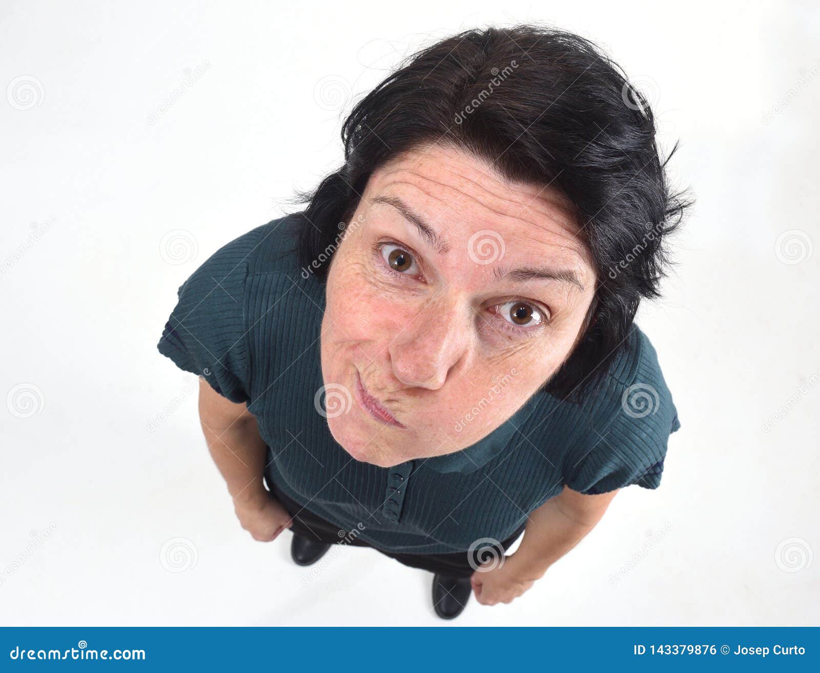 Woman Making Mockery on White Stock Photo - Image of grimace, looking ...