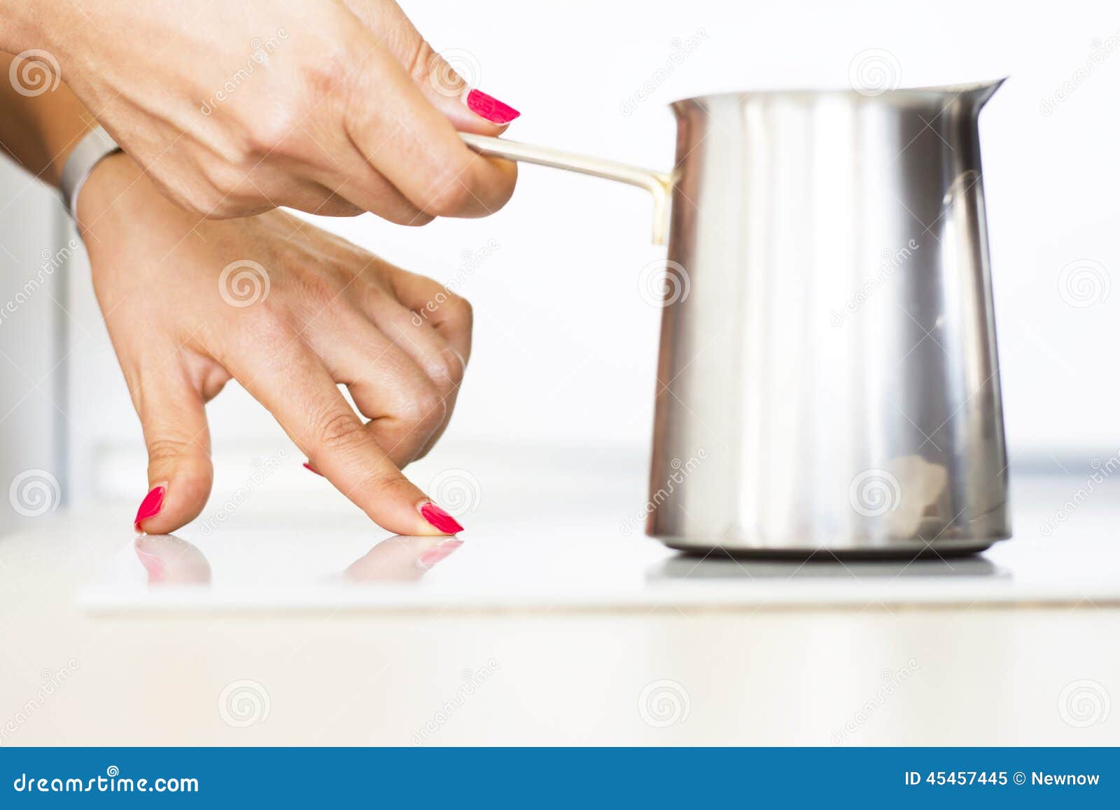 Woman making morning cofee stock image. Image of hands - 45457445