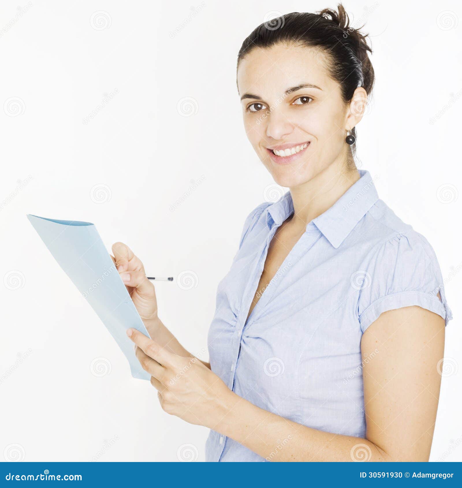 Woman making a note stock photo. Image of notice, holding - 30591930