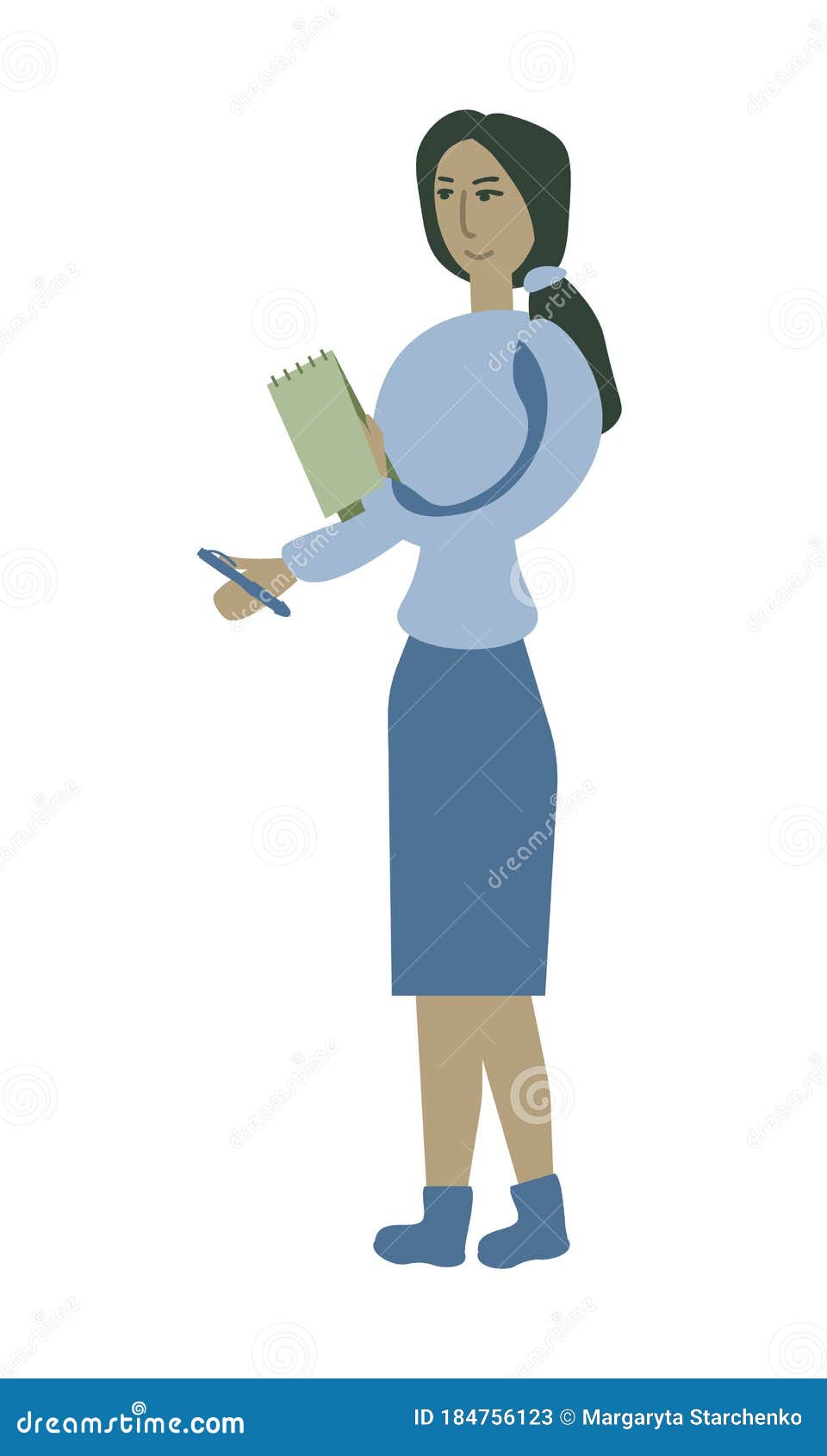 Woman making notes stock vector. Illustration of person - 184756123