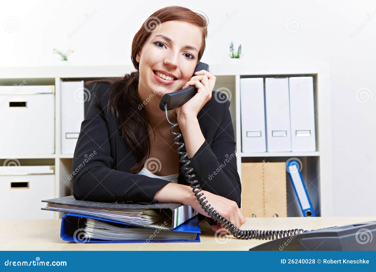 Woman Making Phone Call in Office Stock Photo - Image of listen ...